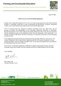 Letter of Support from Farming And Countryside Education (FACE ...